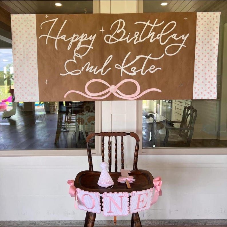 Hand Painted Custom Party Banner Birthday Banner Kraft Paper Banner ...