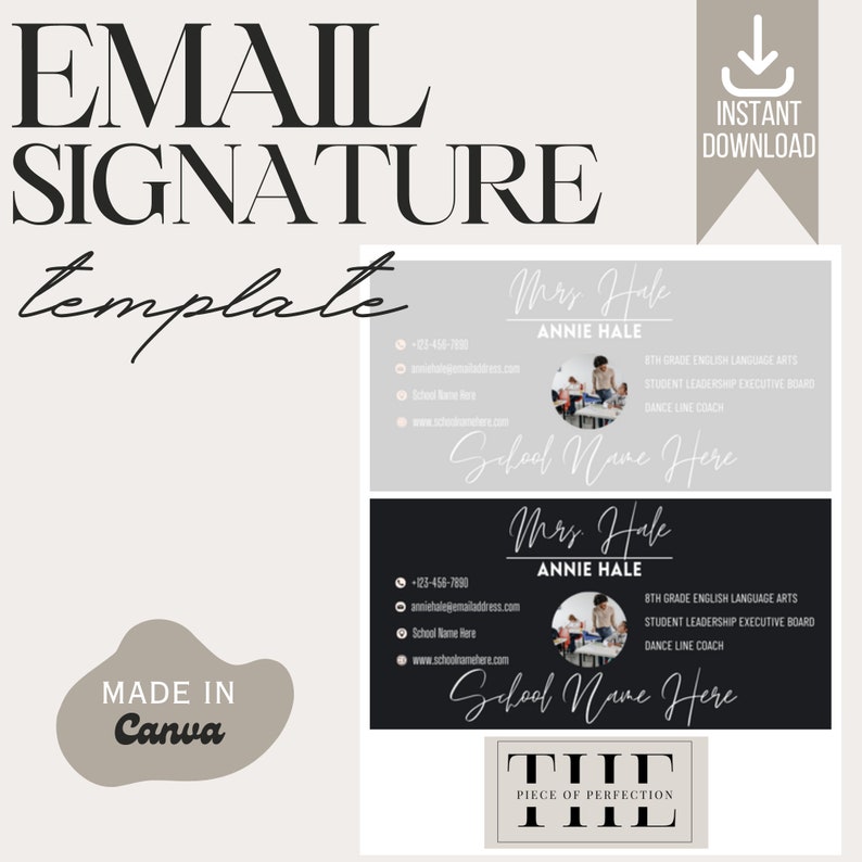 DIY Email Signature Template for Teachers, Email Footer Design - Fully ...