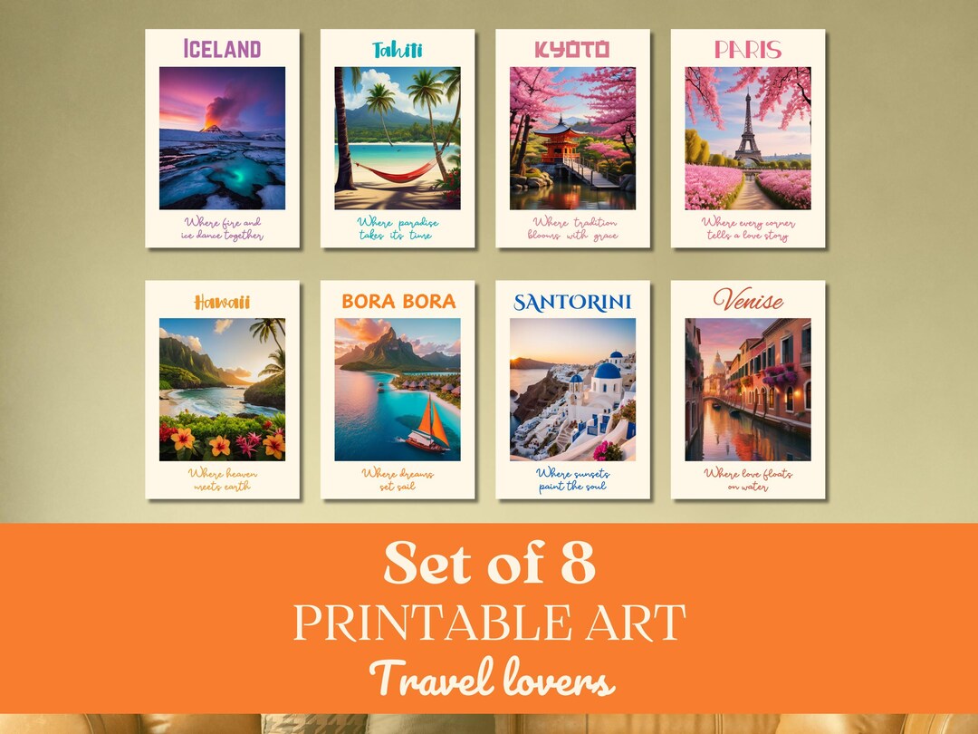 Travel Through Art: Set of 8 Printable Dream Destinations | Wall Art ...