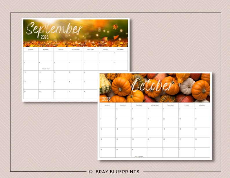 2023 Calendar Printable, Desk Calendar Monthly, PDF, Letter Size, A4 ...