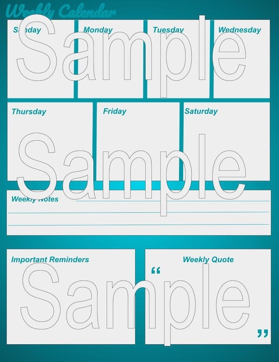 Weekly Calendar blue Theme Printable Digital - Etsy