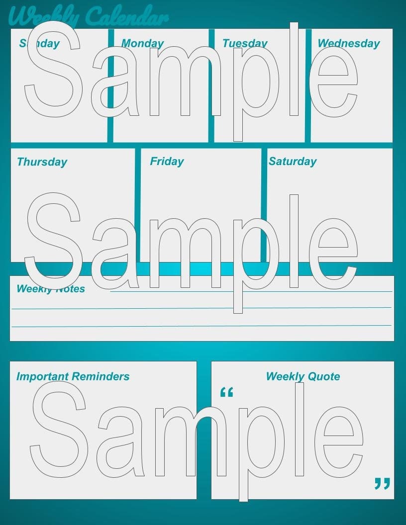 Weekly Calendar (blue Theme), Printable, Digital - Etsy