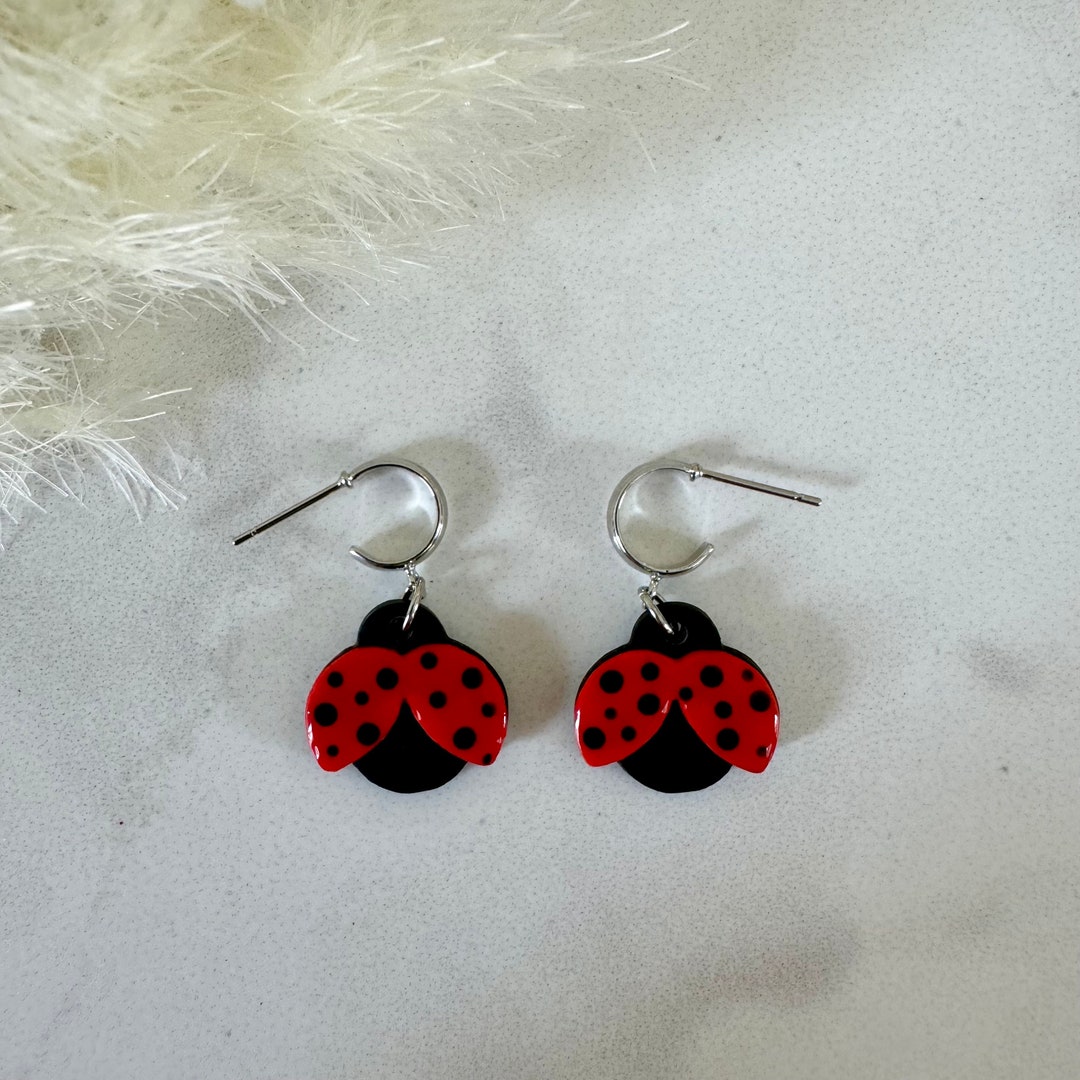 Ladybug Huggies | Bugs | Summer | Hypoallergenic Earrings - Etsy