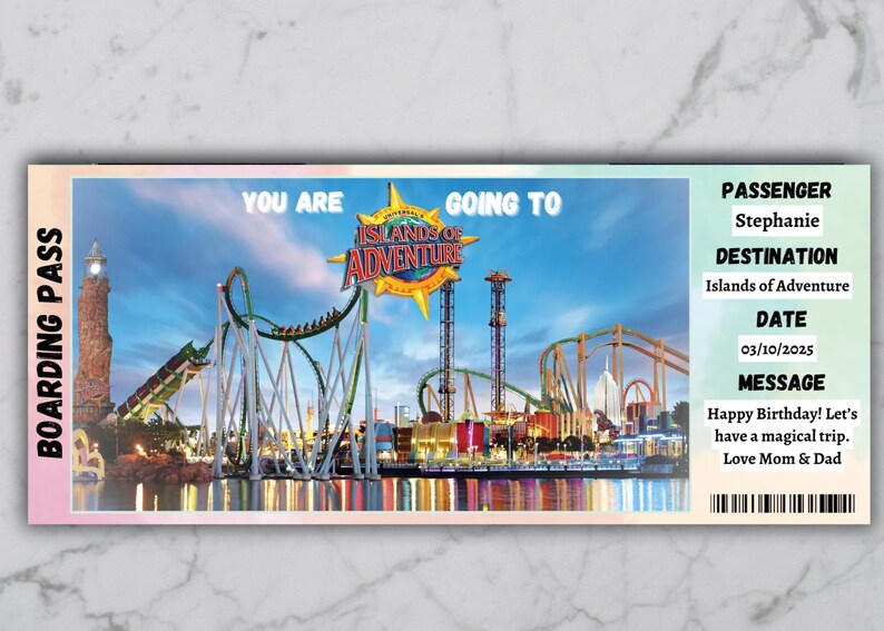 Universal Studios Surprise Ticket Template, Islands of Adventure ...