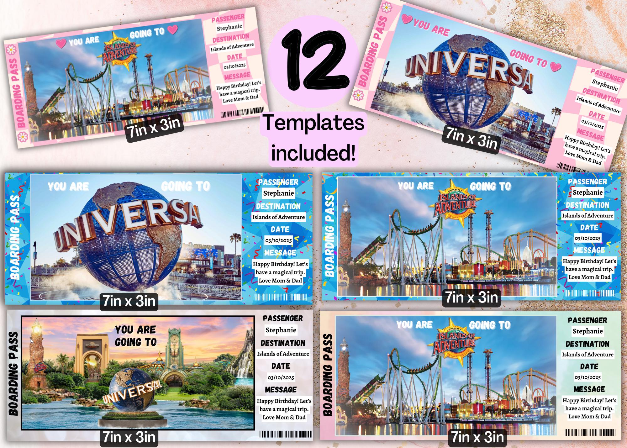 Universal Studios Surprise Ticket Template, Islands of Adventure ...