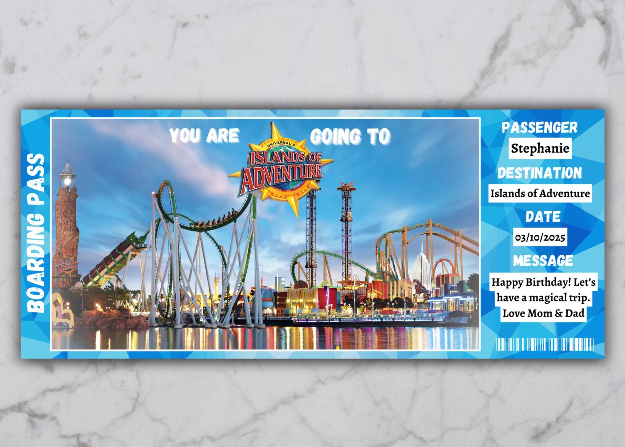 Universal Studios Surprise Ticket Template, Islands of Adventure ...