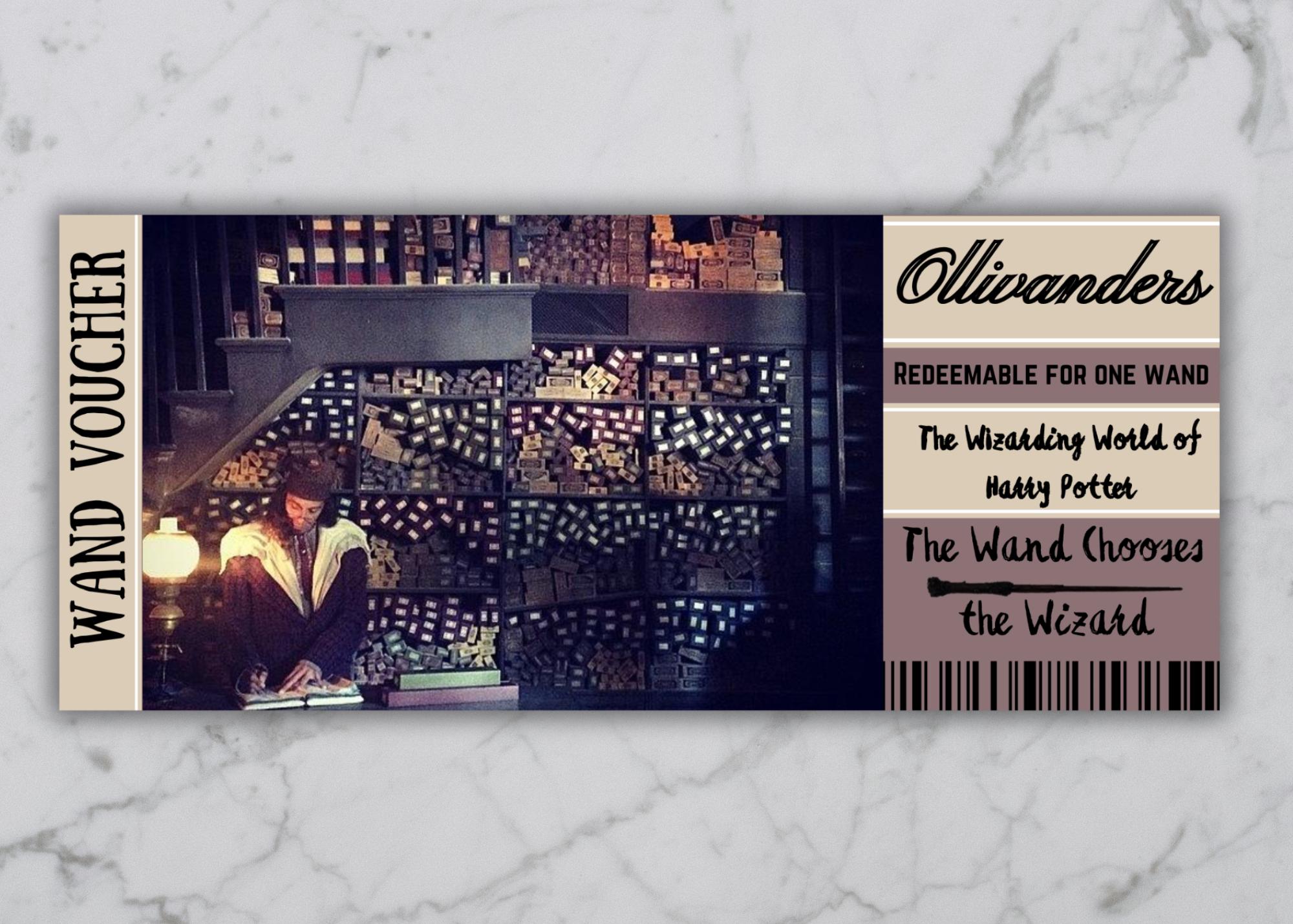 Ollivanders Wand Voucher Template, Wizarding World Gift (digital ...