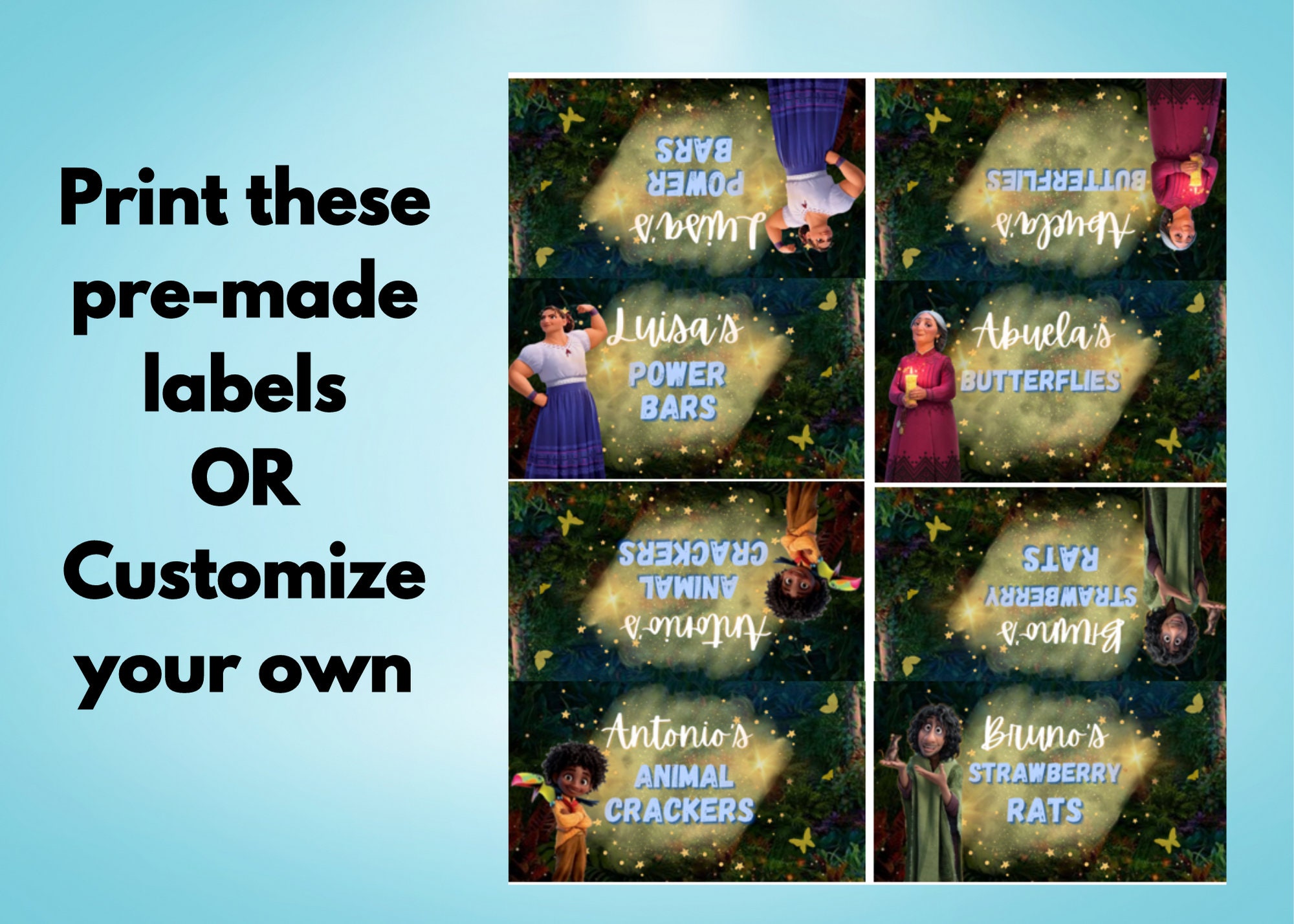 Encanto Party Food Label Cards, Encanto Party Food Tents, Encanto Place ...