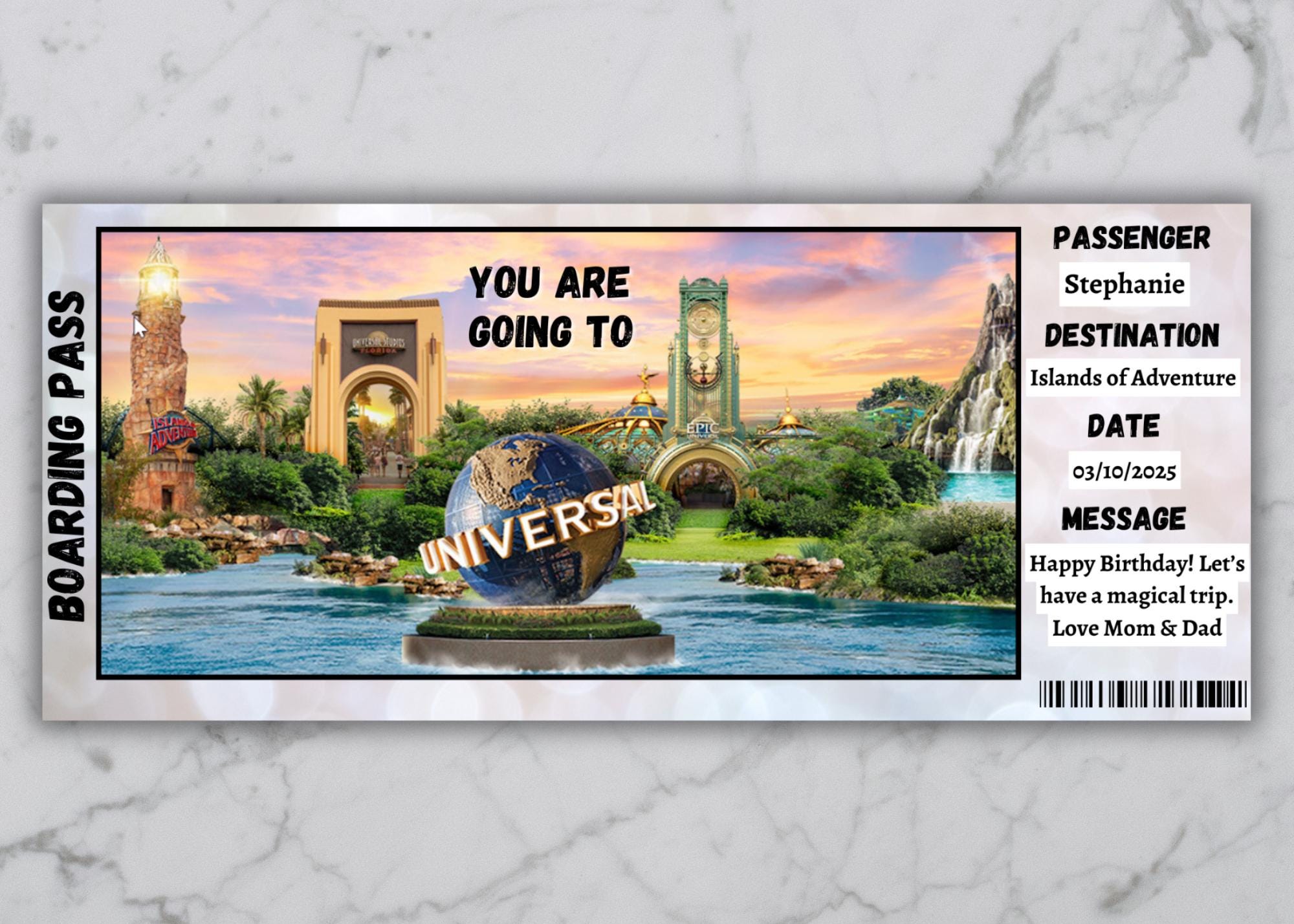 Universal Studios Surprise Ticket Template, Islands of Adventure ...