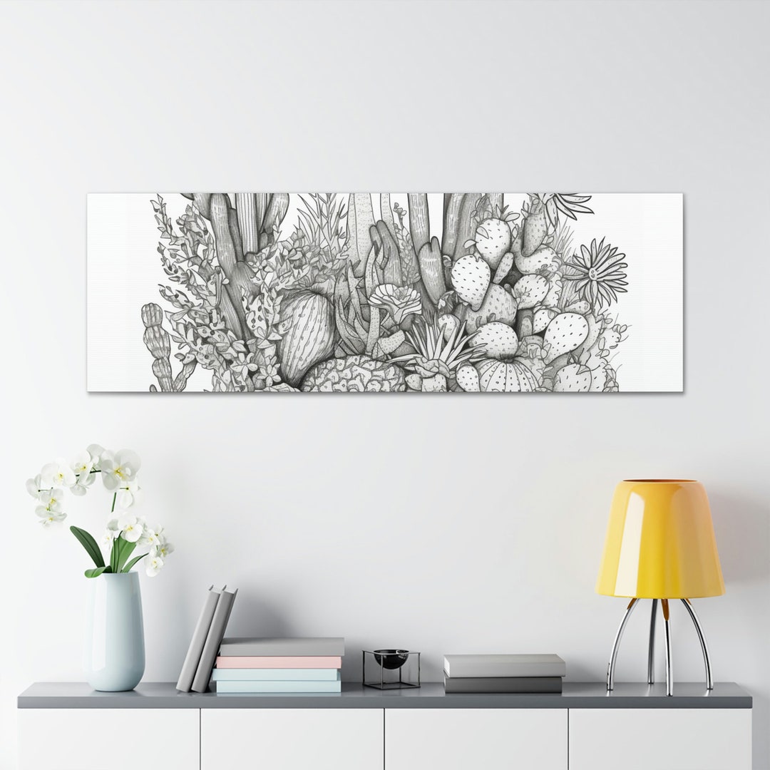 Paintable Botanical Canvas of Colorful Flowers for DIY Home Decor ...