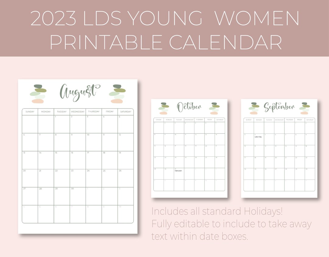 LDS Young Women 2023 Printable Calendar, Editable I Can Do All Things ...