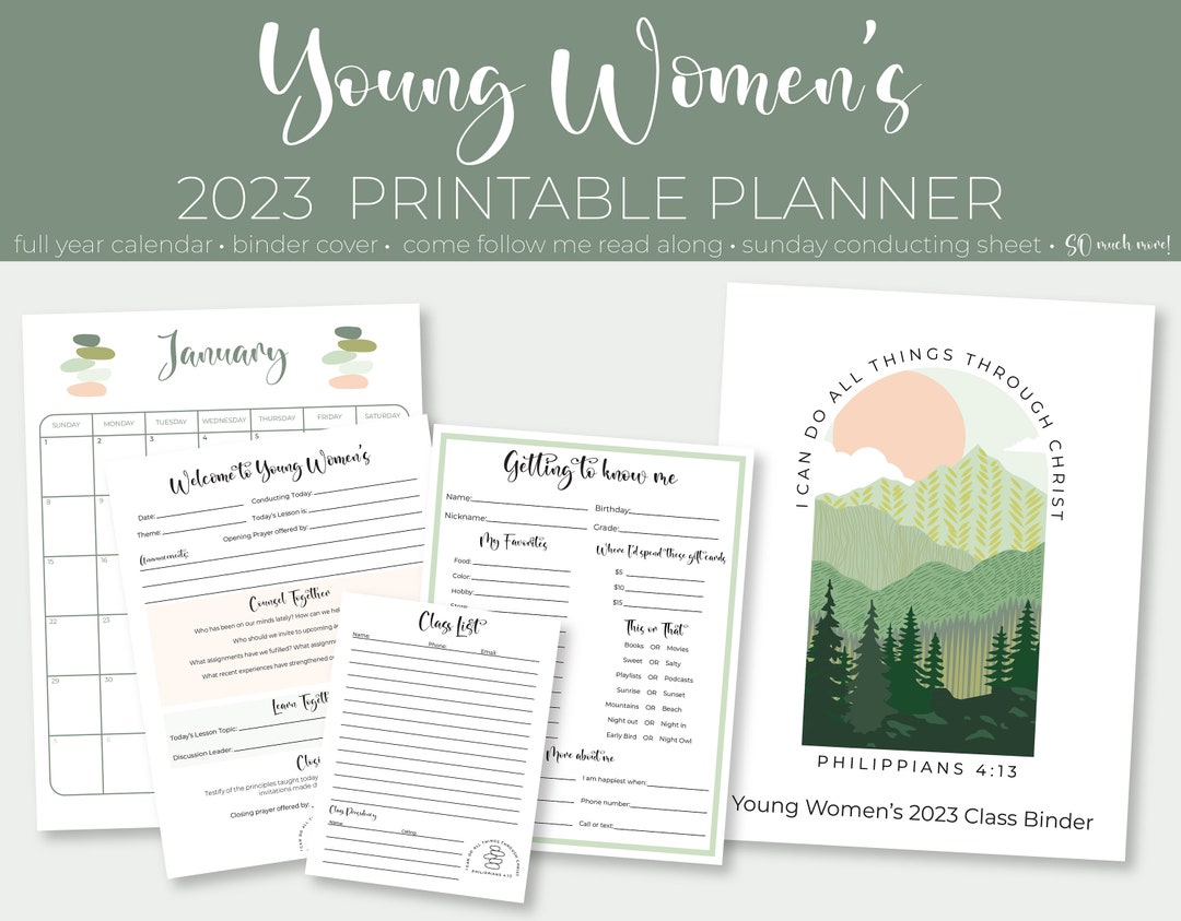 LDS 2023 Young Women Planner Printable, I Can Do All Things Through ...
