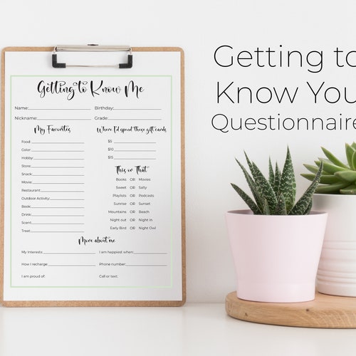 Getting to Know You Sheet My Favorite Things Detailed - Etsy