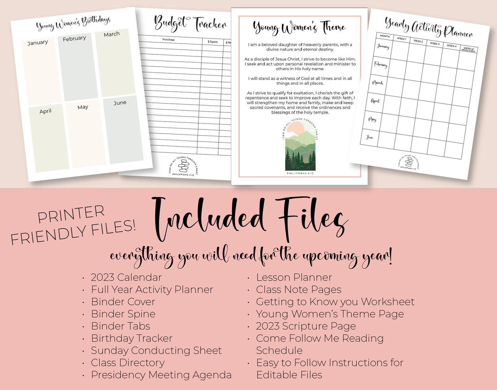 LDS 2023 Young Women Planner Printable, I Can Do All Things Through ...