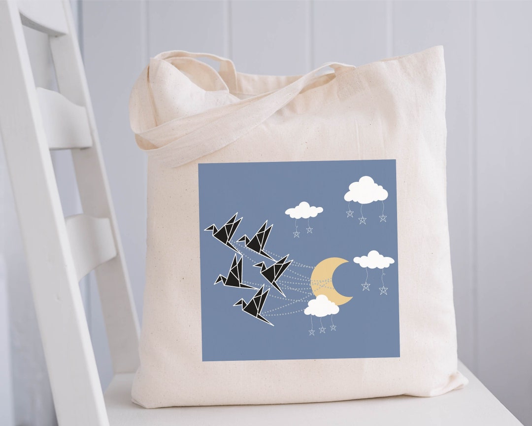 Origami Birds, Crescent Moon, Magic Clouds, and Stardust Dreams Tote ...