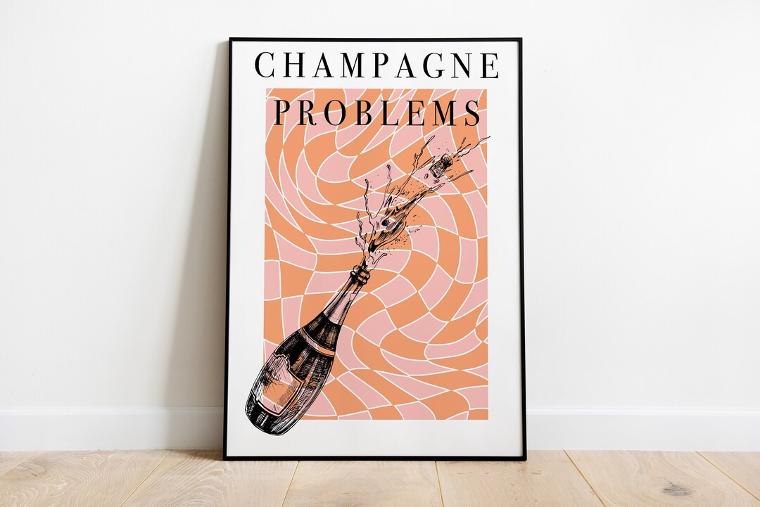 Champagne Problems Poster, Peach Pink, Preppy Wall Art, Y2k Wall Art ...