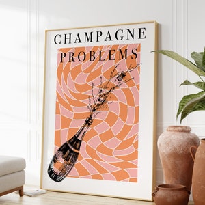 Champagne Problems Poster, Peach Pink, Preppy Wall Art, Y2k Wall Art ...