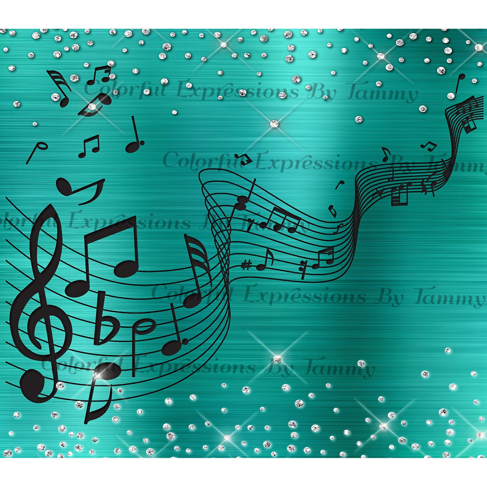 Music Notes 20oz Tumbler Wrap, Digital File, Sublimation, Treble Clef ...