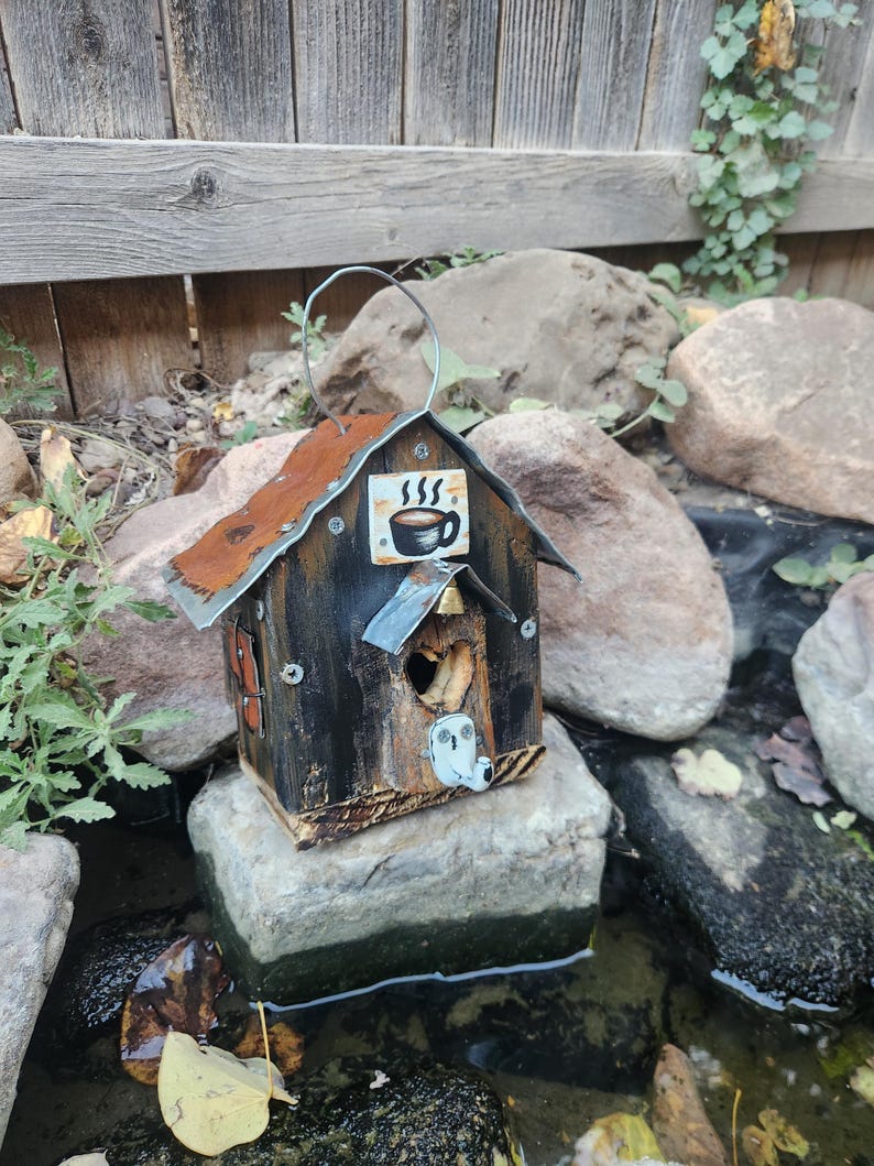 Rustic Unique Coffee Shop Cafe Birdhouse - Etsy