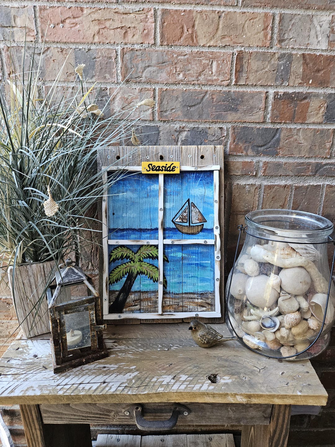 Beach House Decor - Ocean and Sailboat Window Wall Art Decor - Etsy