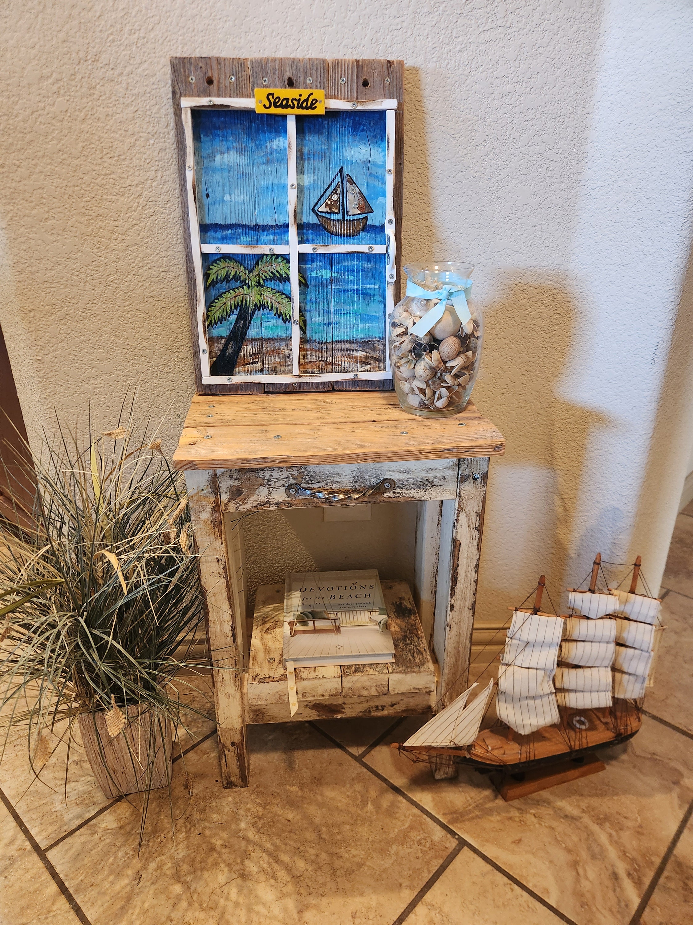 Beach House Decor - Ocean and Sailboat Window Wall Art Decor - Etsy