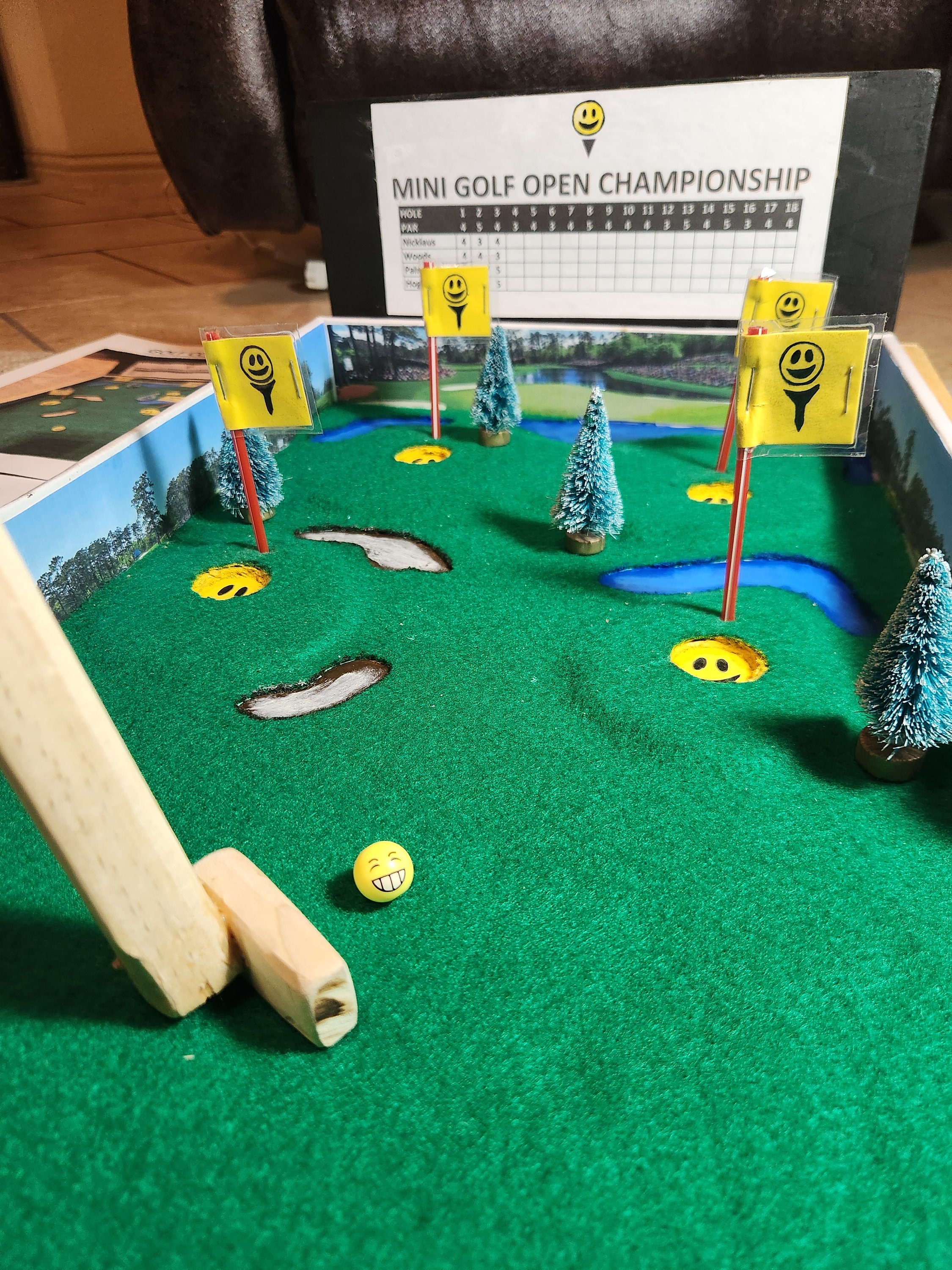 Miniature Indoor Golf Putting Green Family Game - Etsy