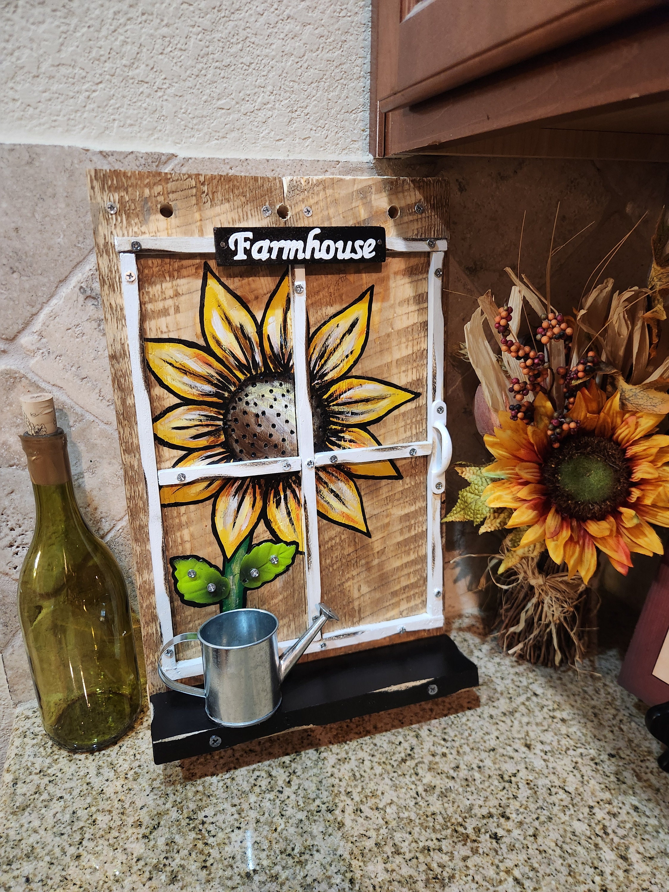 Sunflower Window Wall Wood Painting - Etsy