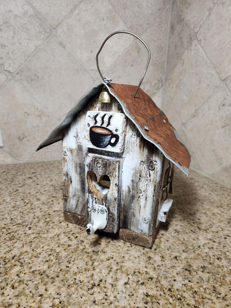 Rustic Coffee Shop Birdhouse - Etsy