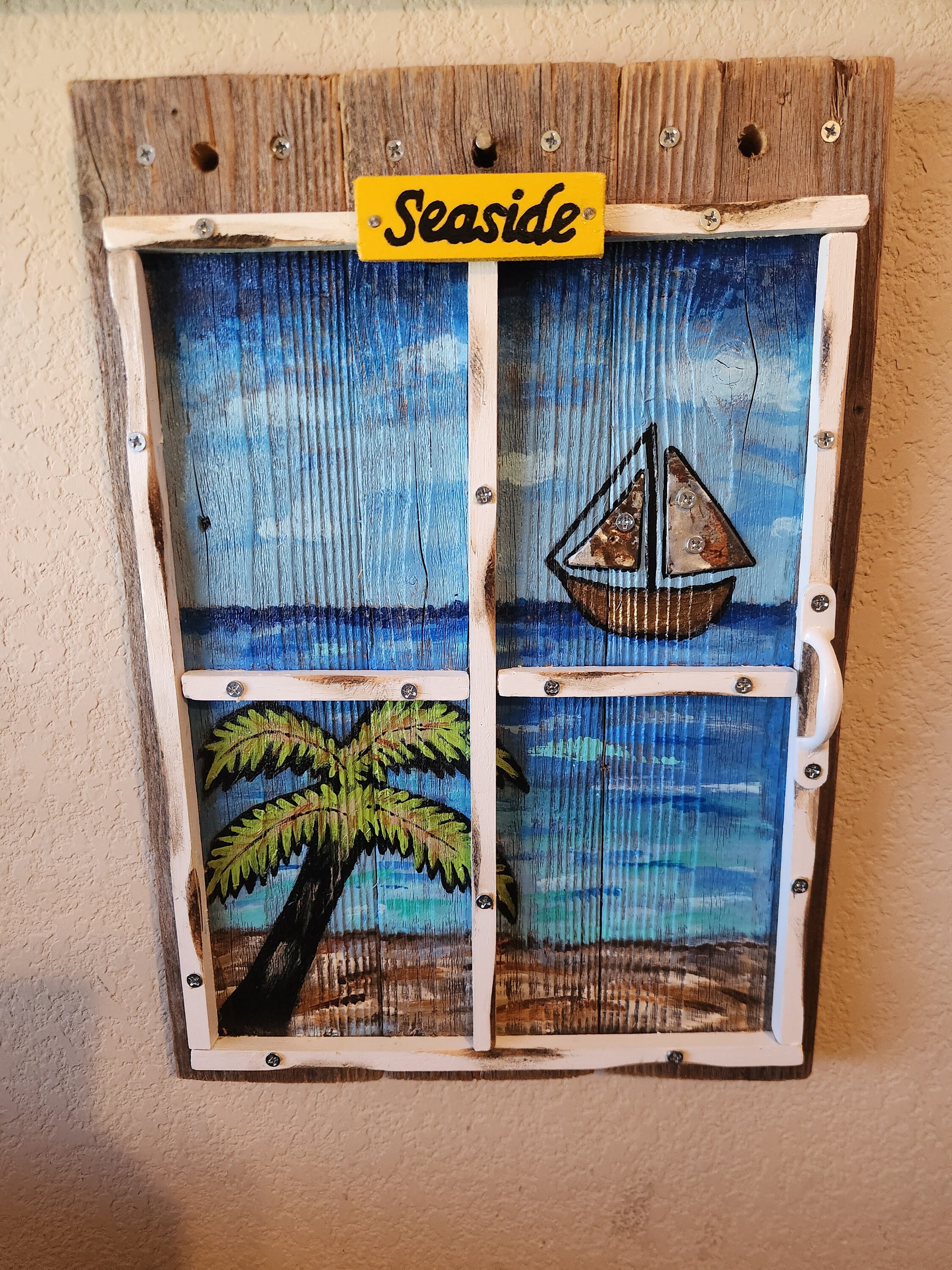 Beach House Decor - Ocean and Sailboat Window Wall Art Decor - Etsy