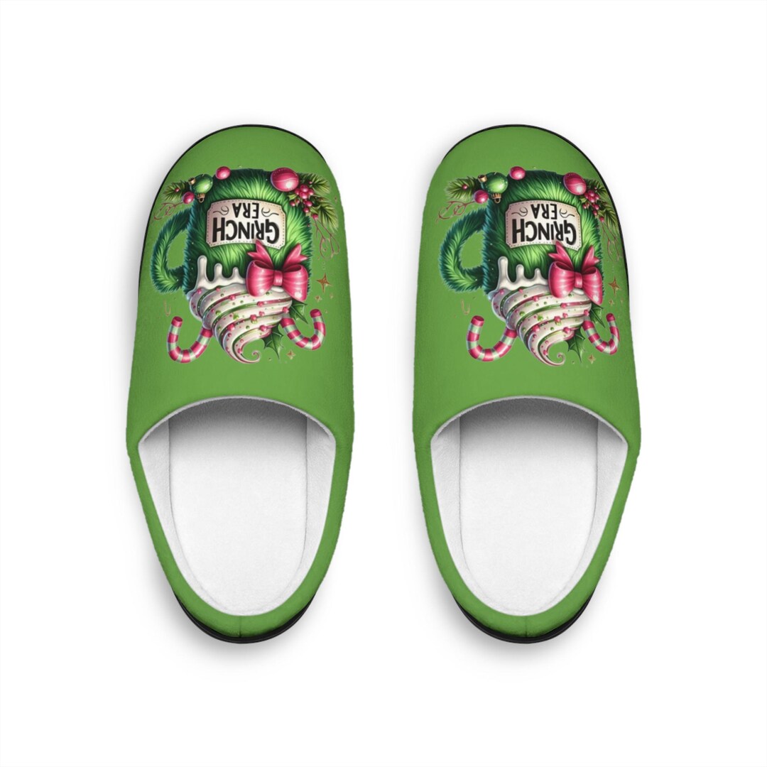 Christmas Grinch Women's Slippers, Holiday Era Indoor Shoes, Festive ...
