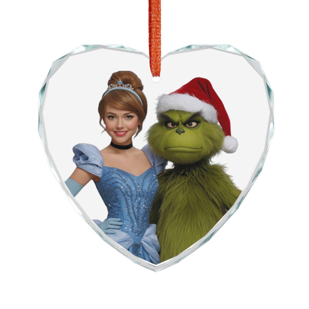 Grinch and Cinderella Christmas Crystal Glass Ornament - Etsy