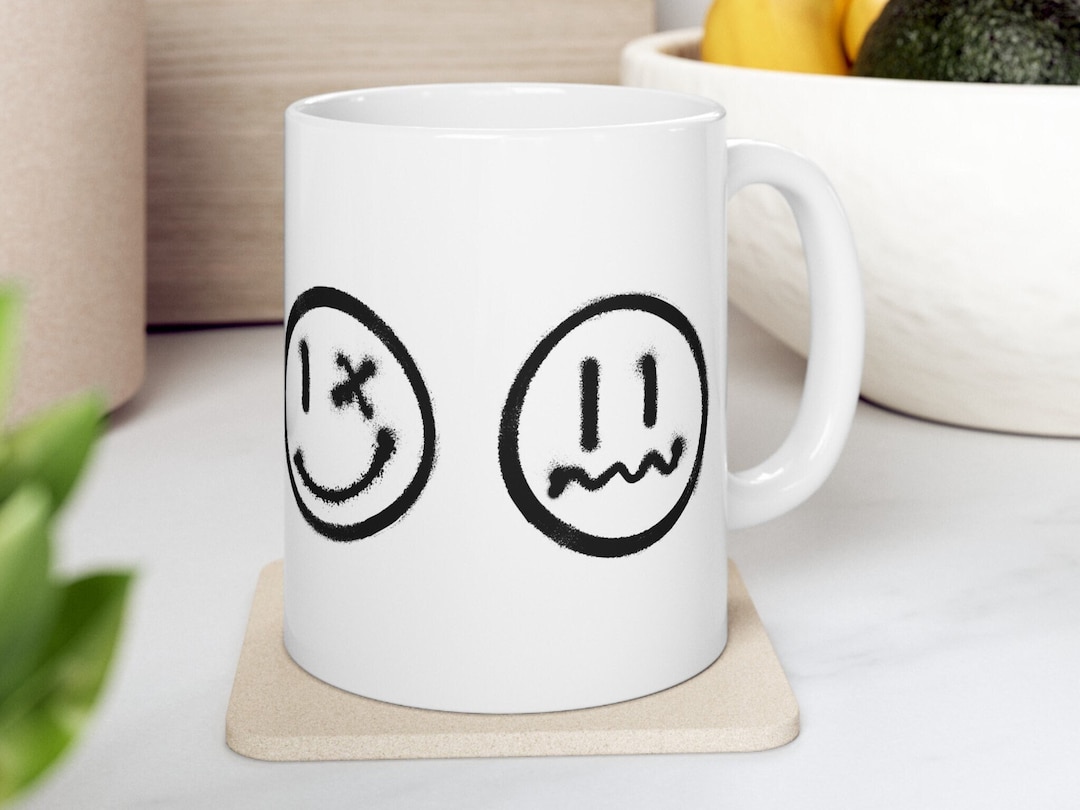 Funny Faces Mug, Coffee, Mug, Happy Face, Housewarming Gift, Funny ...
