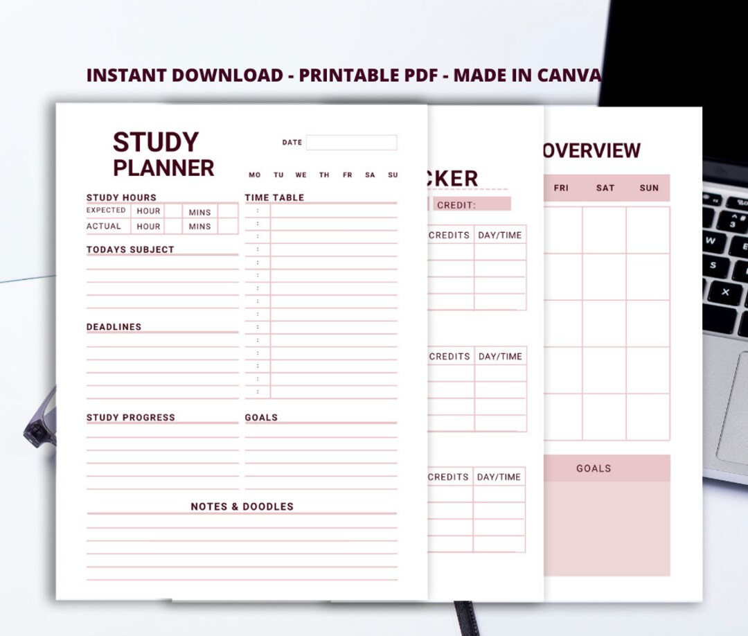 Student Planner Study Planner Printable Academic Planner College School ...