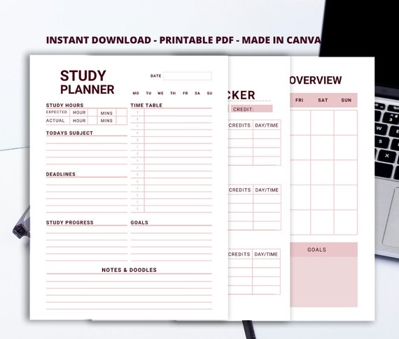 Student Planner Study Planner Printable Academic Planner - Etsy