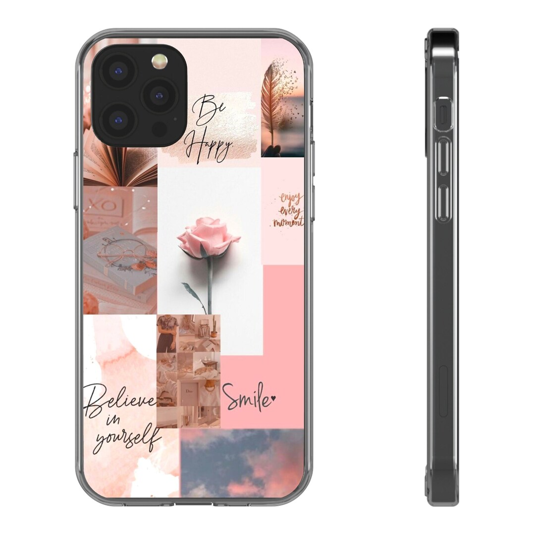 Believe in Yourself, Smile, Be Happy Phone Case Pink, Aesthetic, Phone ...
