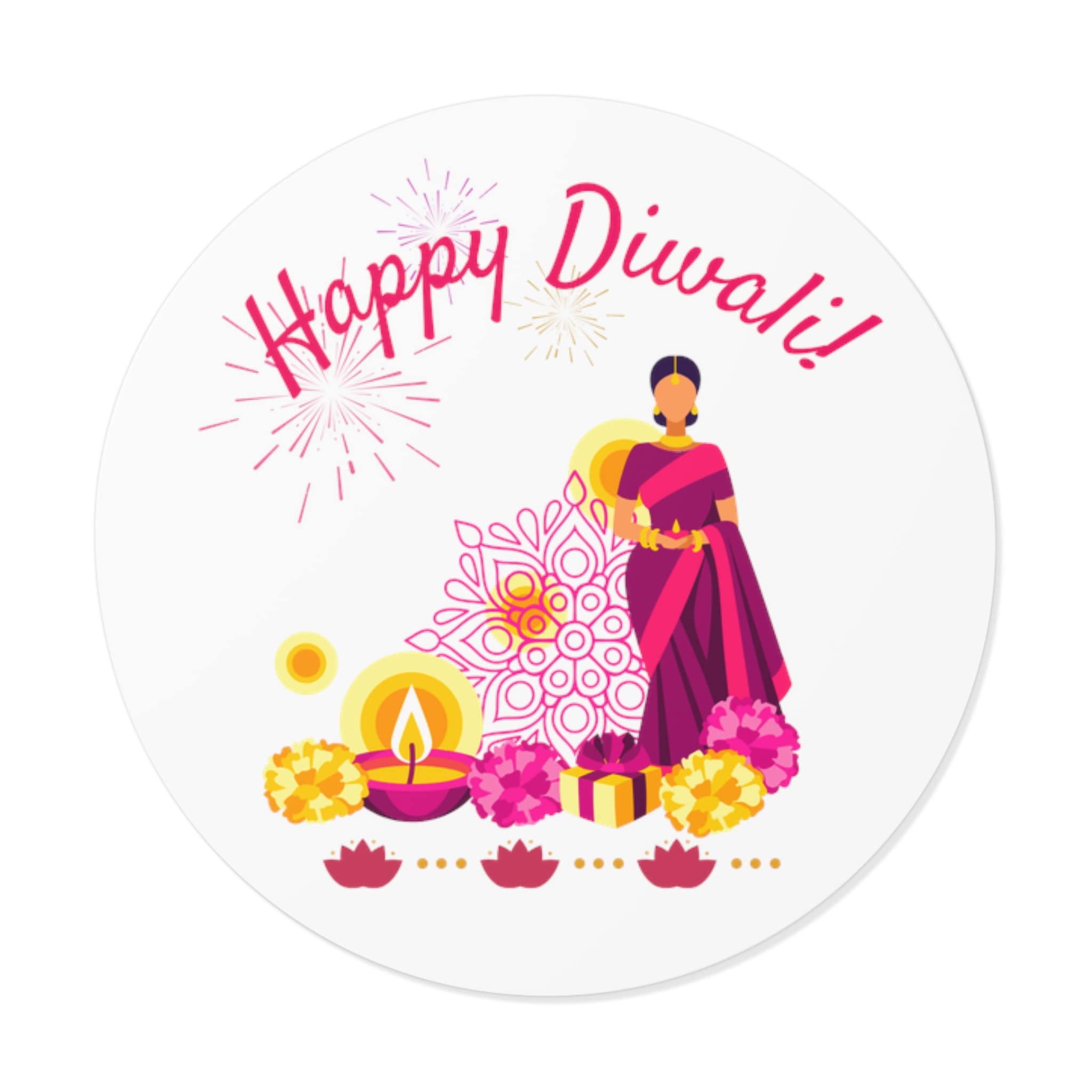 Happy Diwali, Diwali Hindu Sticker, Deepavali, Festival of Lights, Diya ...
