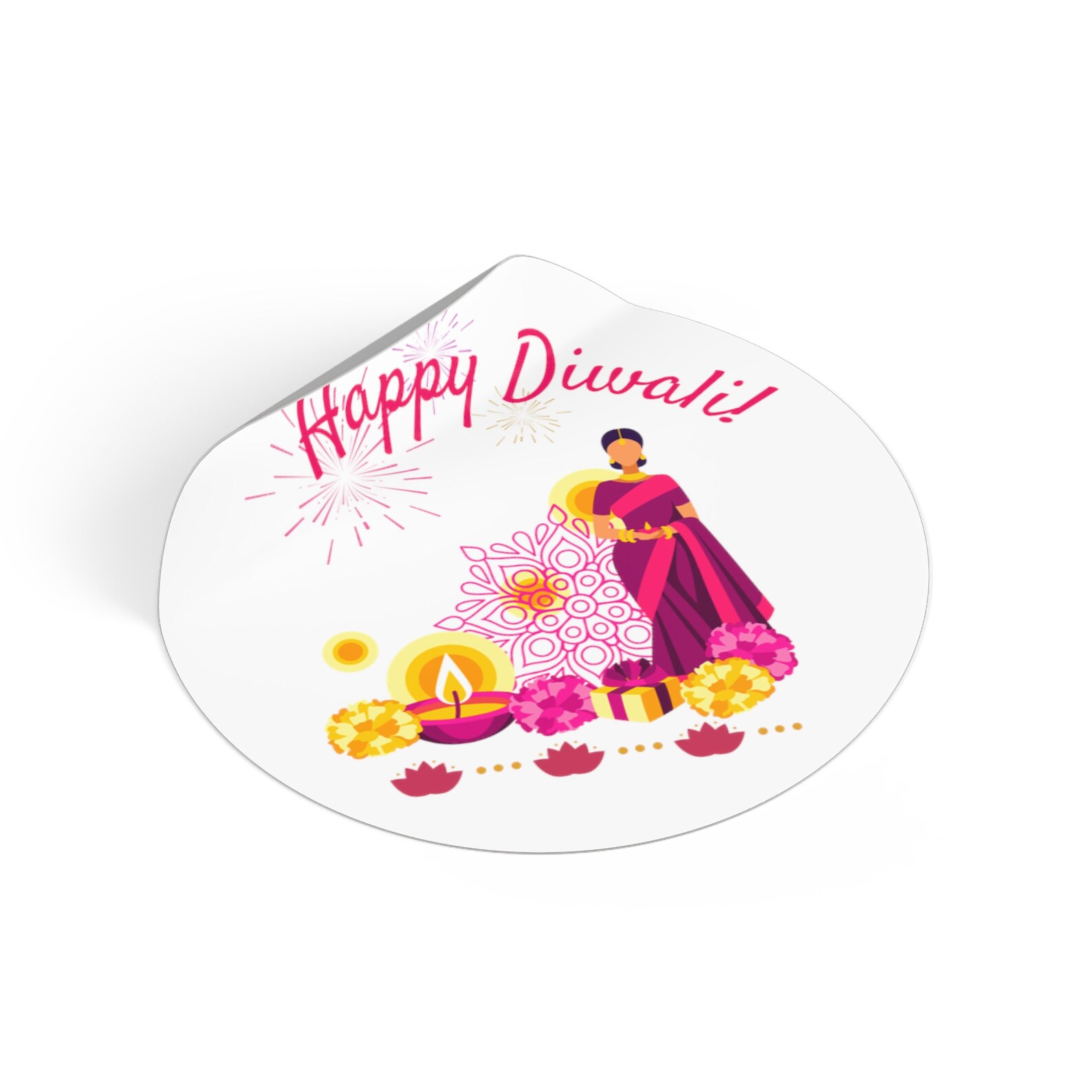 Happy Diwali, Diwali Hindu Sticker, Deepavali, Festival of Lights, Diya ...