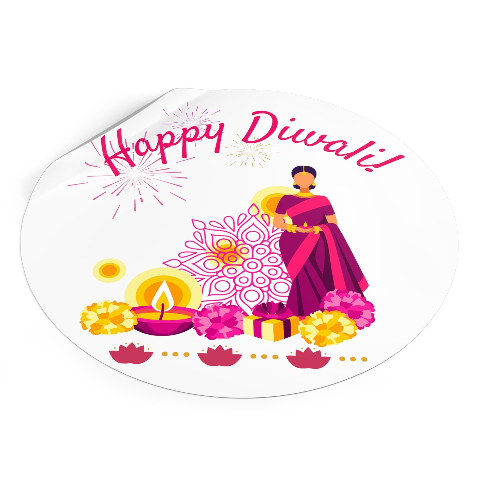 Happy Diwali, Diwali Hindu Sticker, Deepavali, Festival of Lights, Diya ...