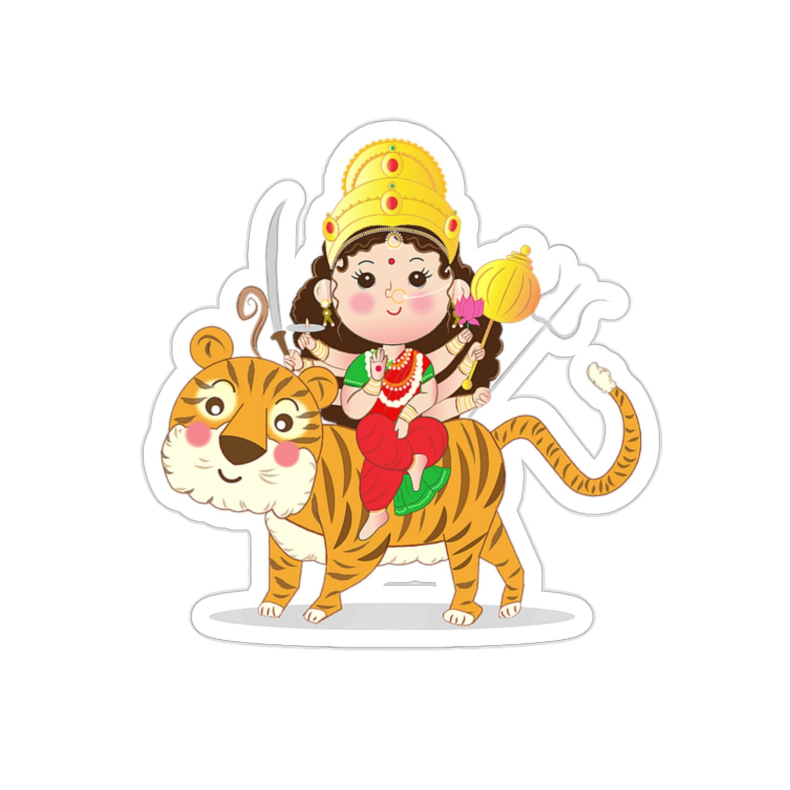 Durga Ma Sticker, Hindu Journal Sticker, Transparent, Hindu Deity ...