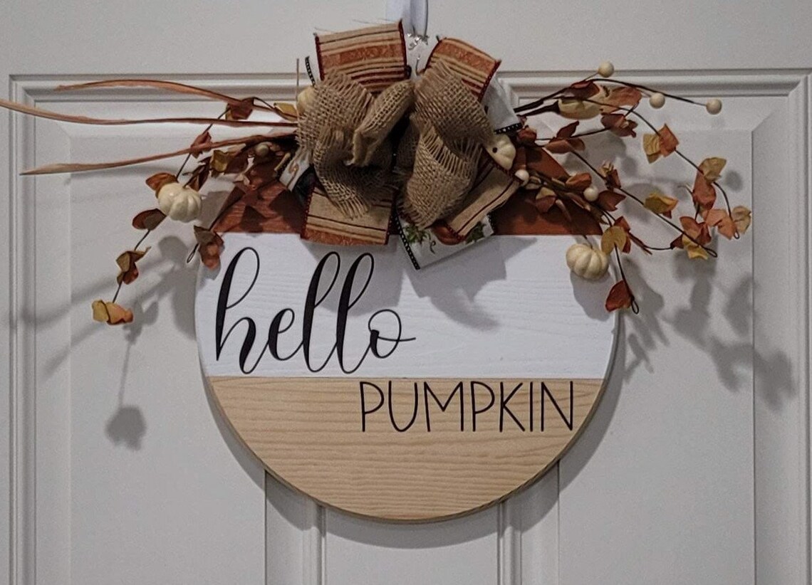 Hello Pumpkin Door Hanger Front Door Decor Door Hanger - Etsy