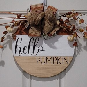 Hello Pumpkin Door Hanger | Front Door Decor | Front Door Hanger | Fall ...