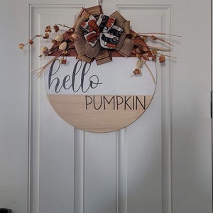 Hello Pumpkin Door Hanger | Front Door Decor | Front Door Hanger | Fall ...