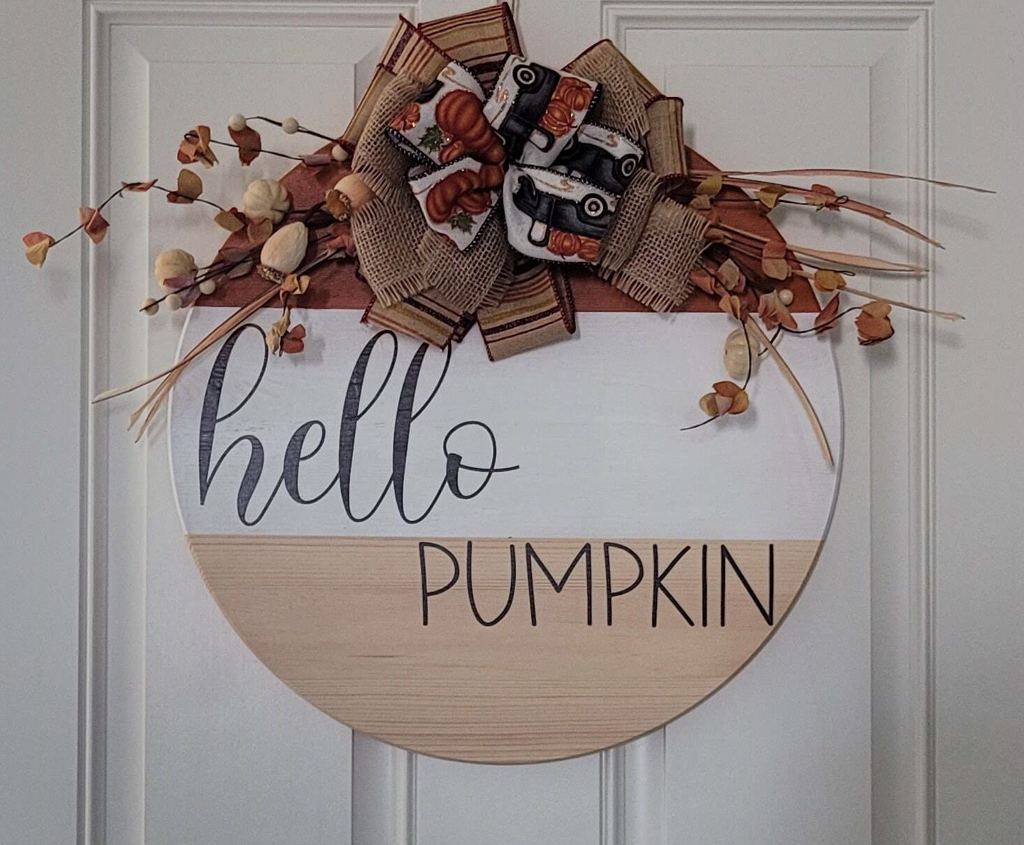 Hello Pumpkin Door Hanger Front Door Decor Front Door - Etsy