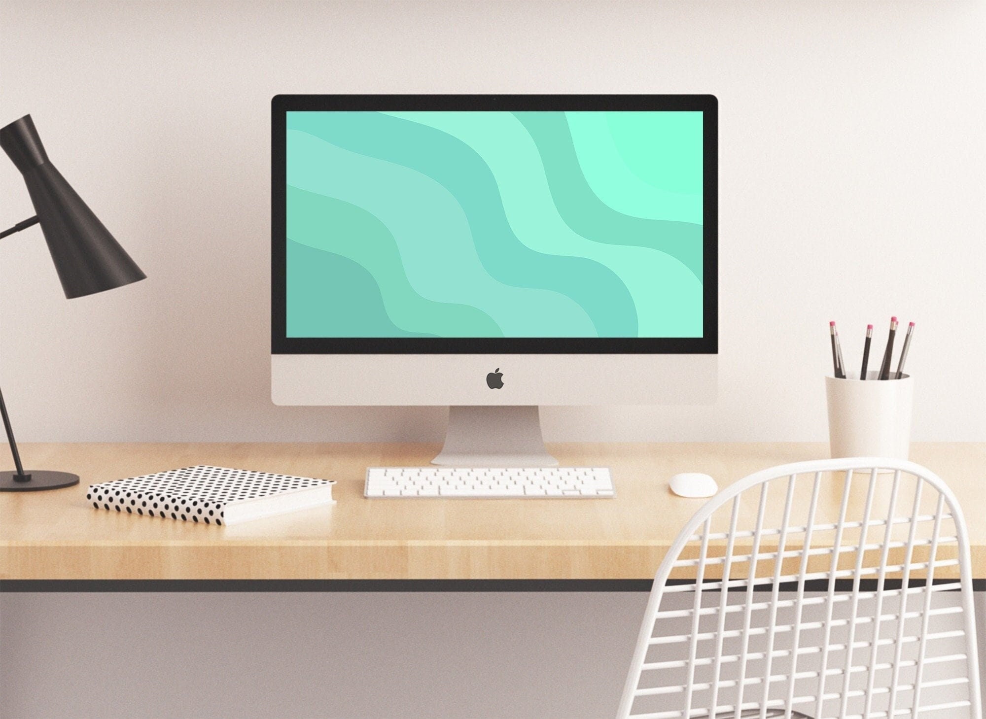 Desktop Wallpaper Mint Green Boho - Abstract Minimalist | Computer/pc ...