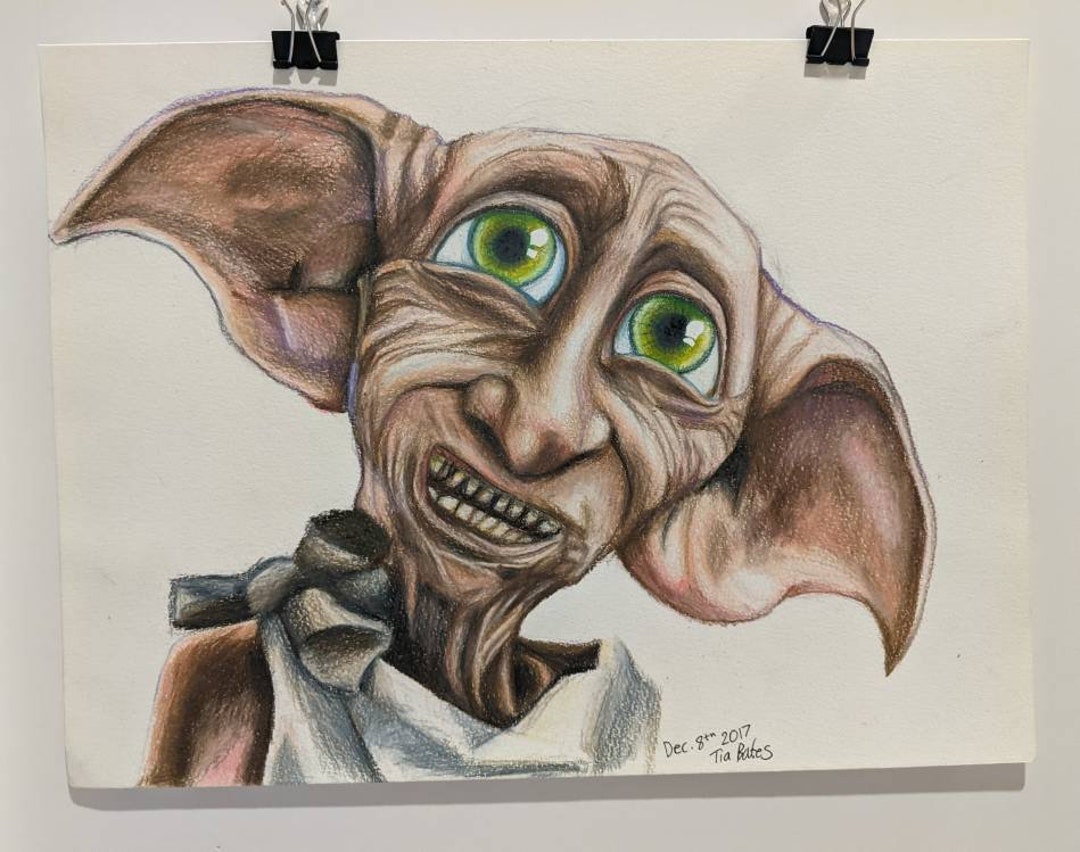 Dobby inspiró el dibujo a lápiz de colores - Etsy México