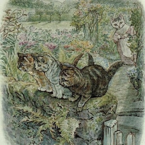 Digital Download Art: Beatrix Potter Kittens in Garden - Etsy