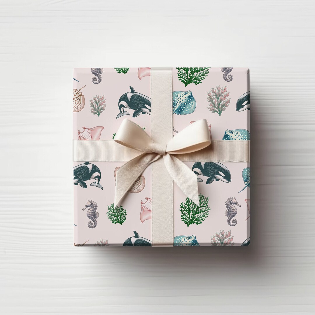 Wrapping Paper: Sea Animals Marine Life Cute Animals - Etsy