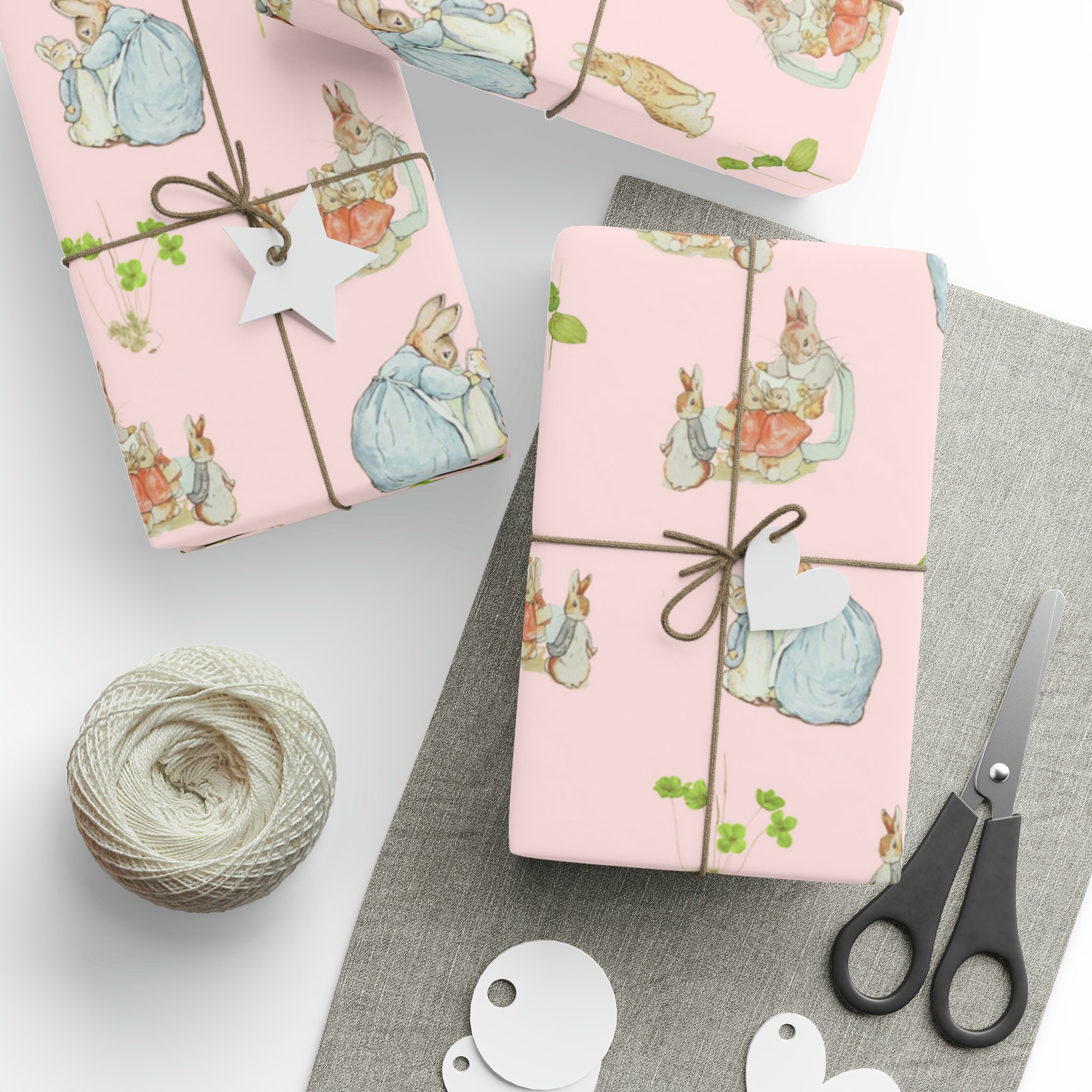 Wrapping Paper: Pink Beatrix Potter Cute Baby Design Nature and Animals ...