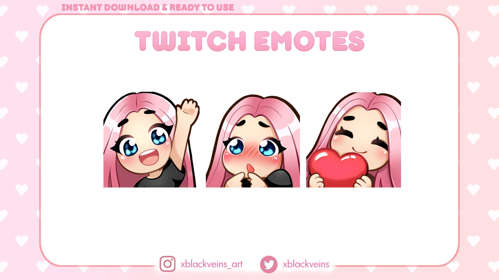 Pink Hair & Blue Eyes / Chibi Girl Emotes Pack for Twitch and - Etsy