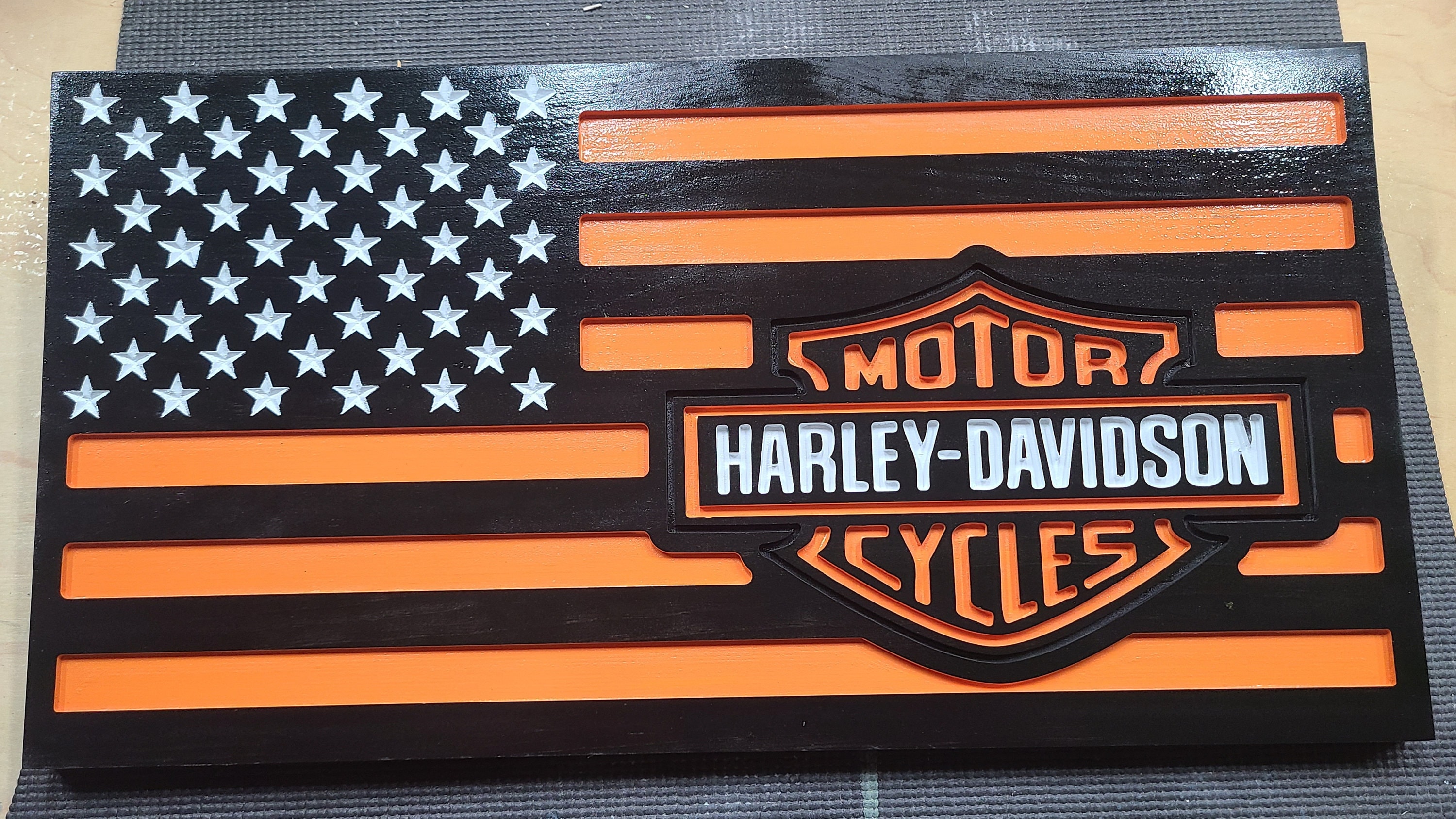 Harley Davidson American Flag - Etsy